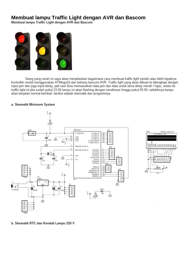 Membuat Lampu Traffic Light Dengan AVR Dan Bascom Atmega 16 | PDF | Integer (Computer Science ...