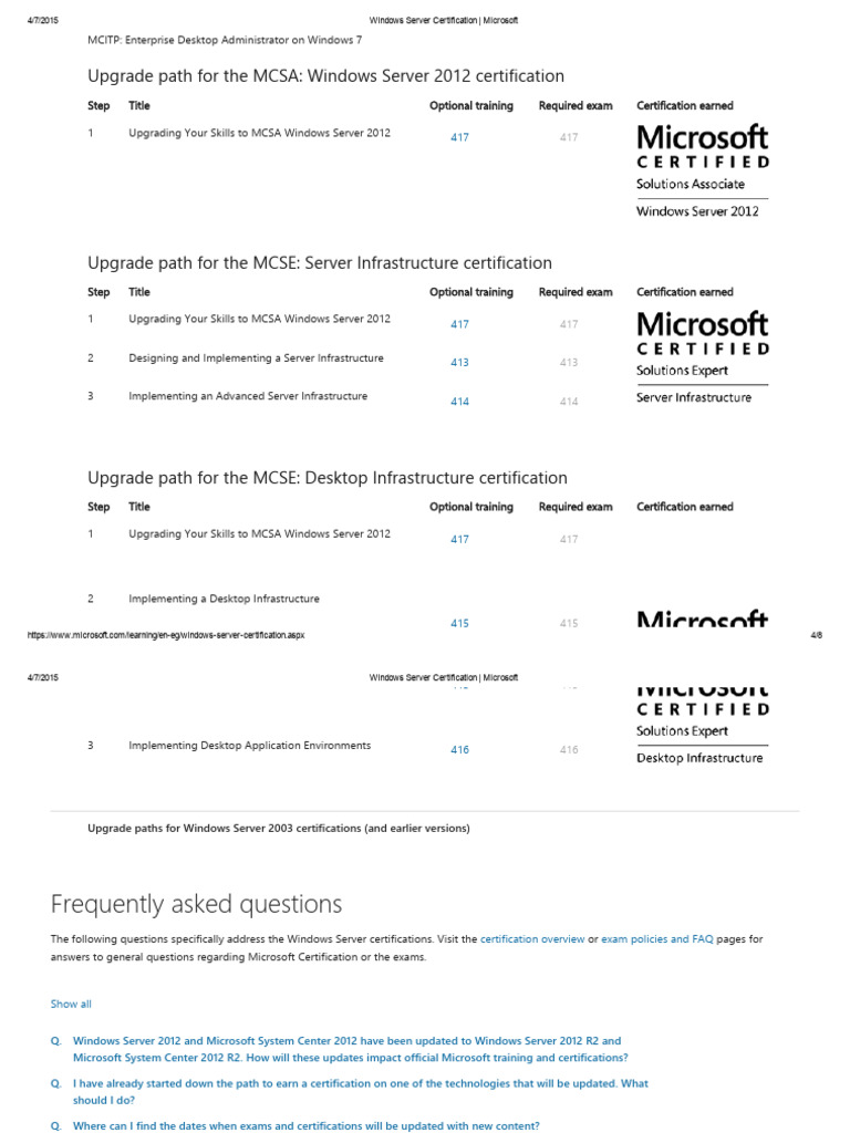 Windows Server Certification _ Microsoft | PDF | Microsoft Certified Professional | Windows ...