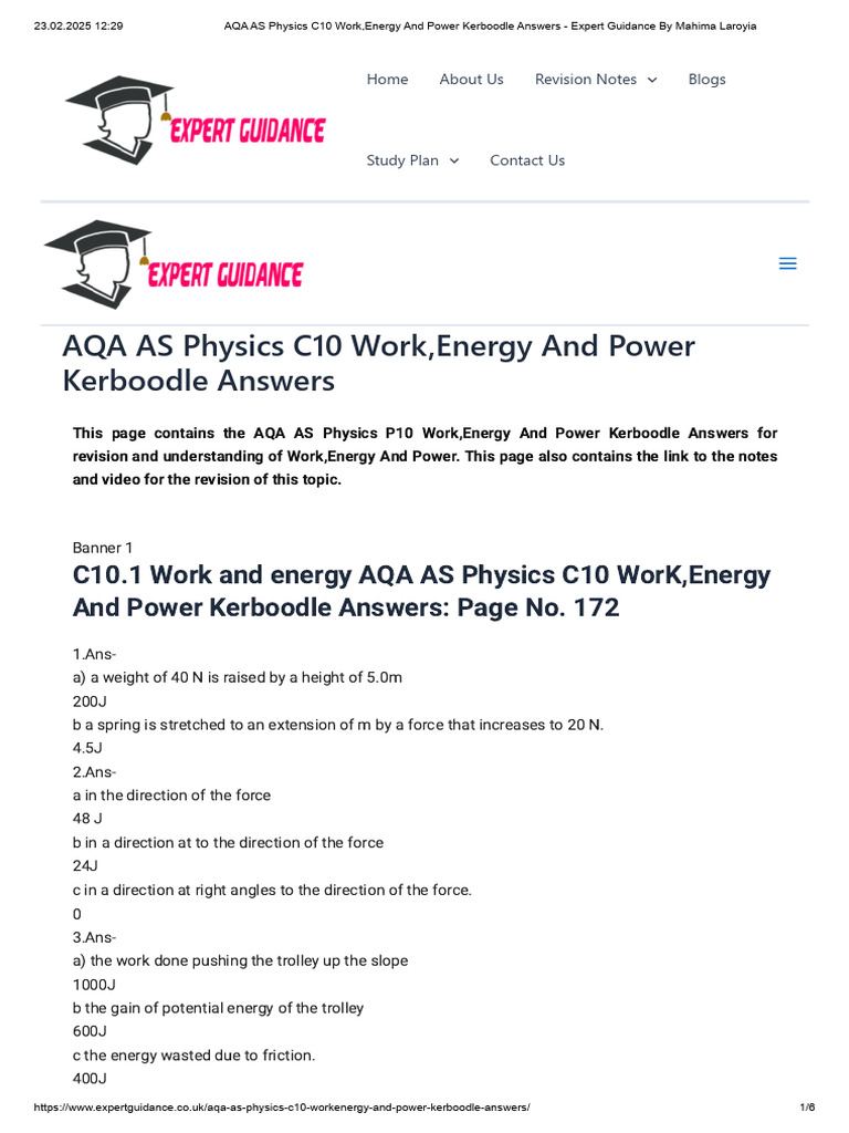 AQA AS Physics C10 Kerboodle Answers | PDF | Kinetic Energy | Mass