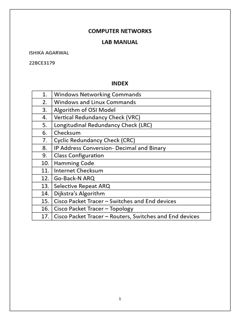 Computer Networks Lab Manual | PDF | Computer Network | Ip Address