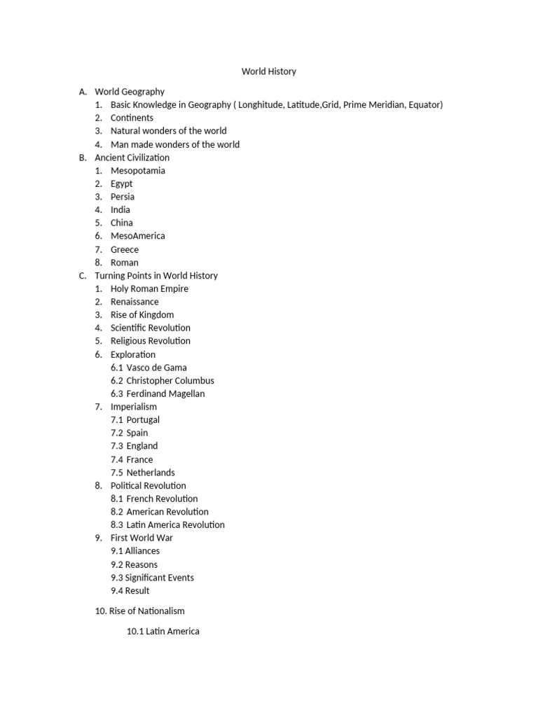 Key Topics in World History | PDF