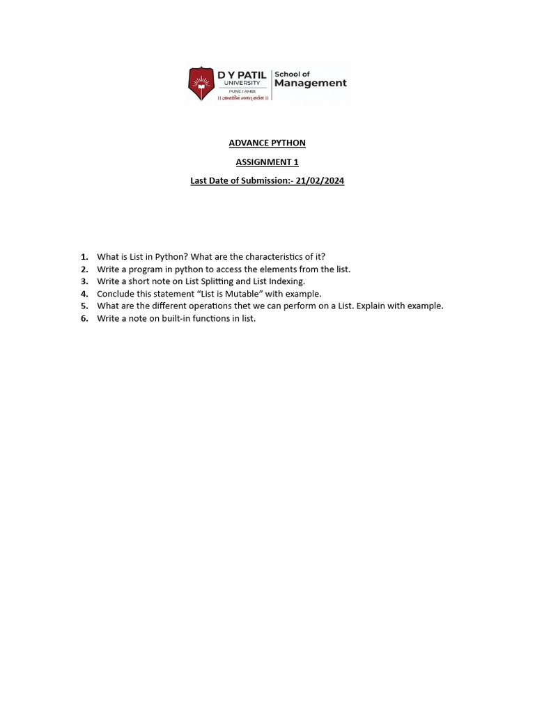 Advance Python Assignment 1 | PDF