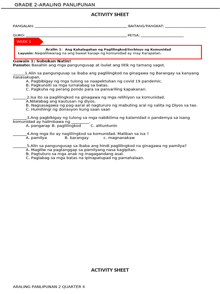 Ap 2 Q4 W1 W8 Activitysheet | PDF