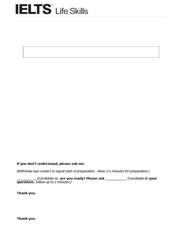 Ielts Life Skills A1 Speaking and Listening Sample A | PDF