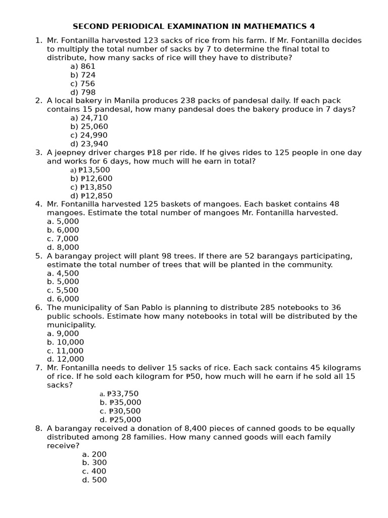 PT - G4 Matatag Mathematics 4 - Q2 | PDF