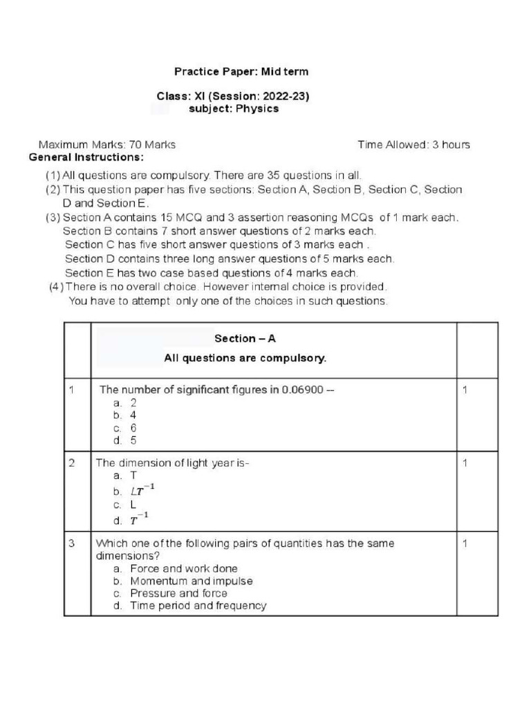 Sample Paper 11 - Term 1 | PDF