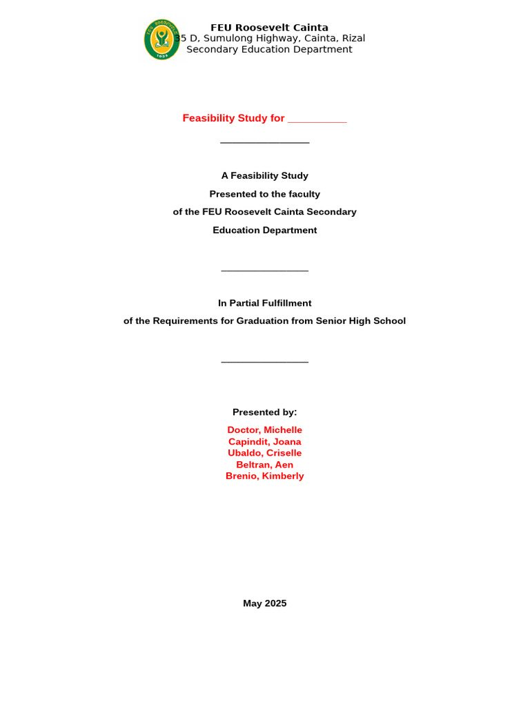Feasibility Study Guide for Students | PDF | Business | Economies