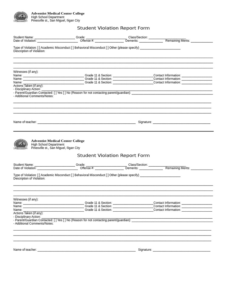 Violation Report Form | PDF