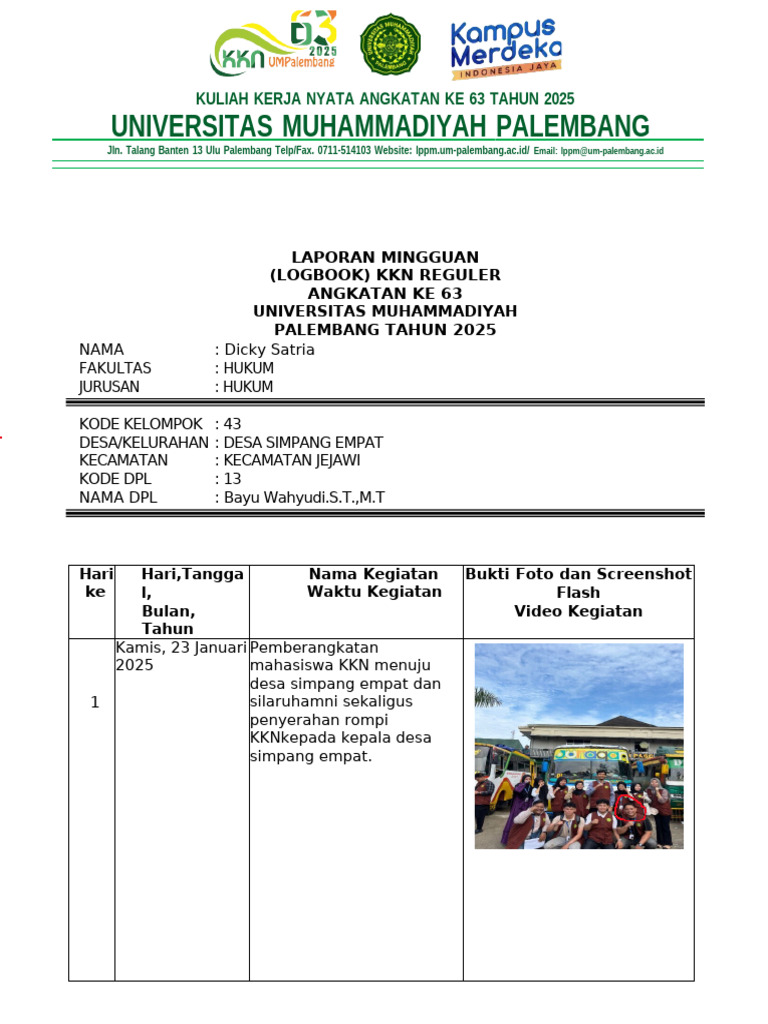 laporan mingguan dicky satria | PDF