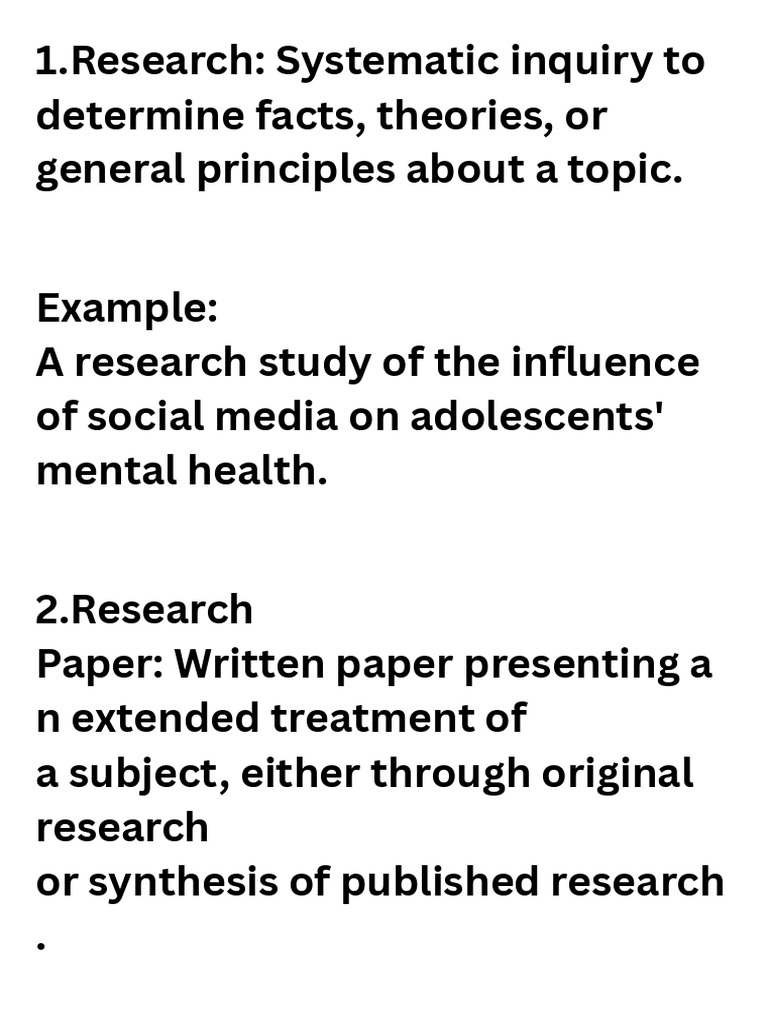 1.research Systematic Inquiry To Determine Facts, Theories, or General ...