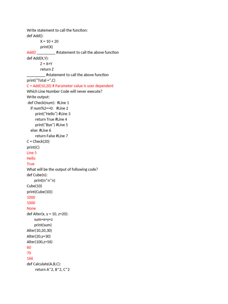 Worksheet1 Function Ans | PDF