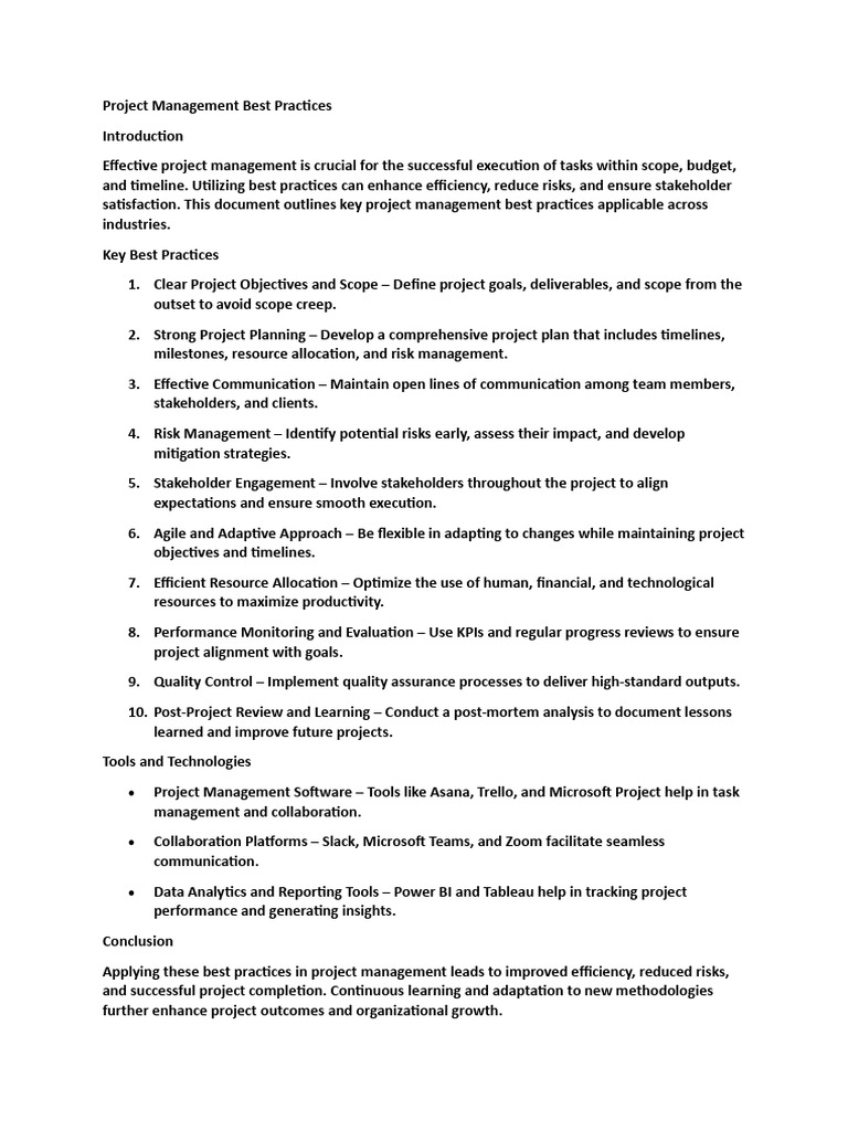 Project Management Best Practices | PDF