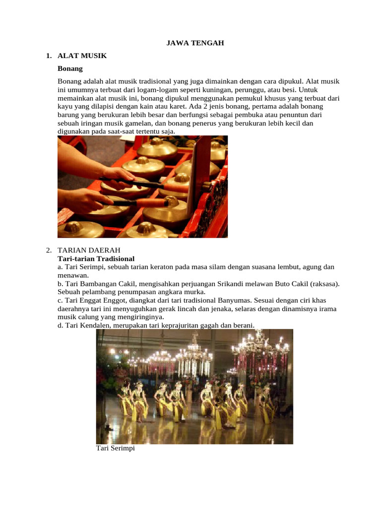 Alat Musik dan Tarian Tradisional Indonesia | PDF