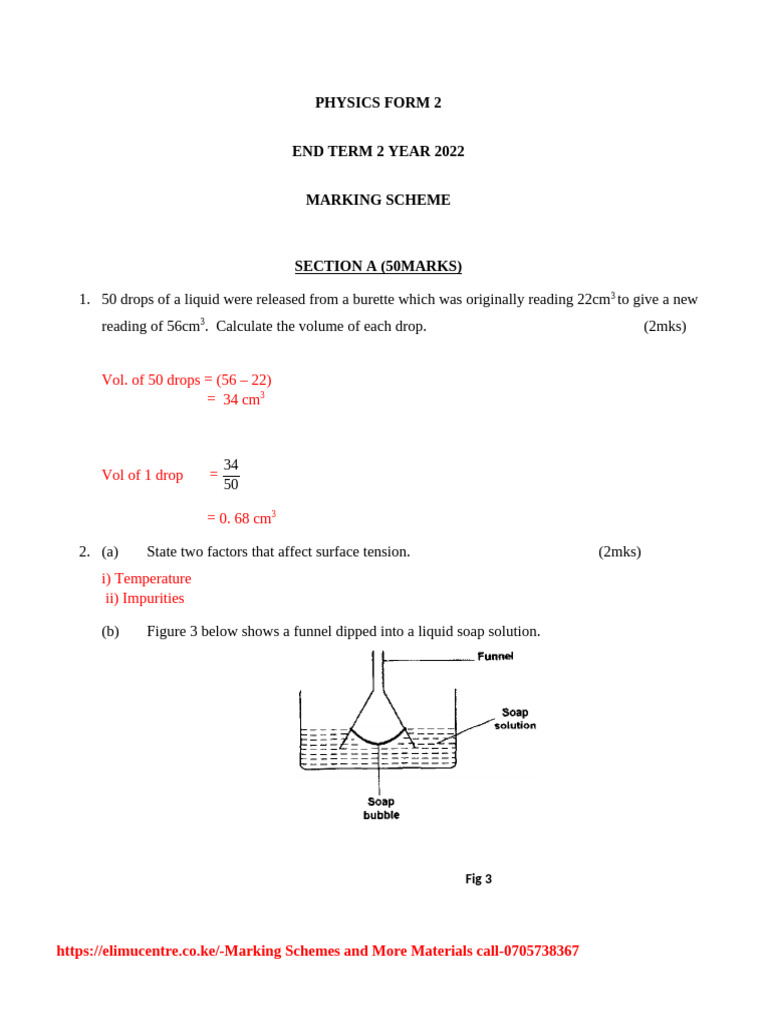 Physics Form 2 Marking Scheme | PDF | Force | Magnet