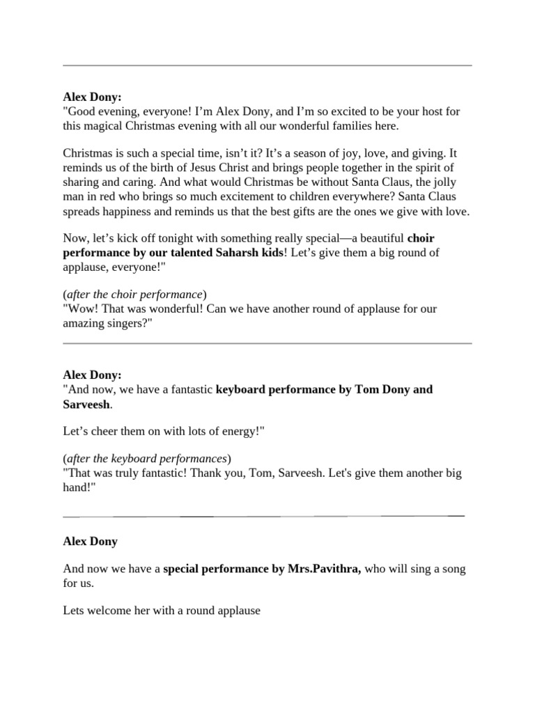 Anchoring Script For Alex Xmas Sharash | PDF | Santa Claus | Christmas