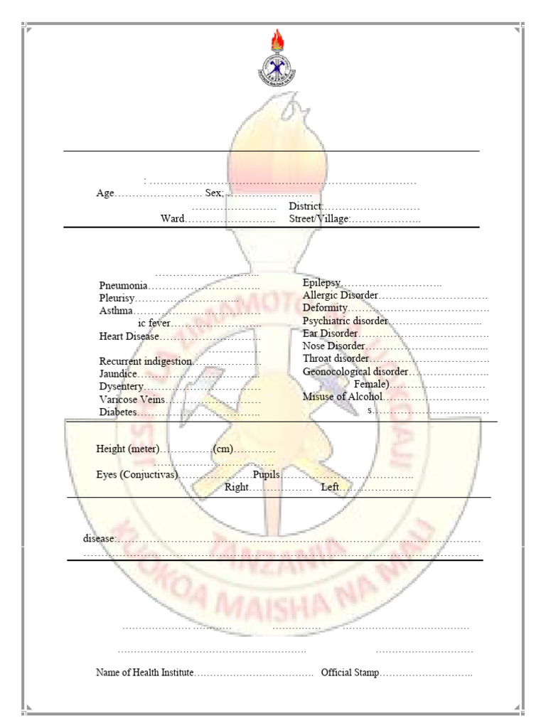 Medical Examination Form for Recruits | PDF
