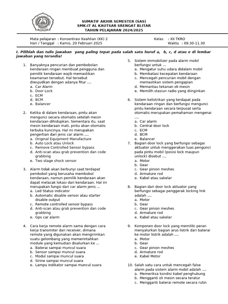 Soal Sas - KK Kelistrikan Kelas Xii | PDF