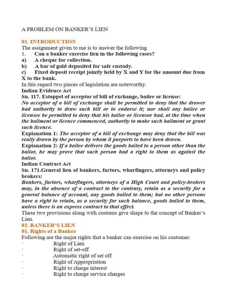 Understanding Banker's Lien Rights | PDF | Banks | License