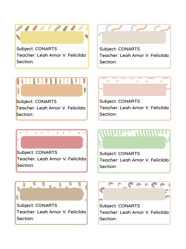 Notebook Labels | PDF