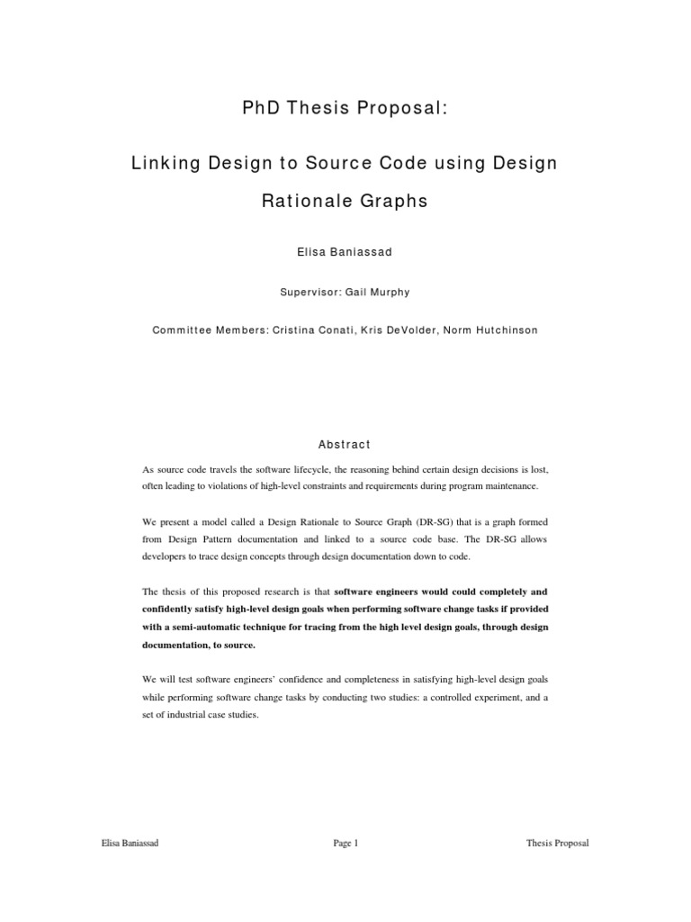 PHD Thesis Proposal: Linking Design To Source Code Using Design ...