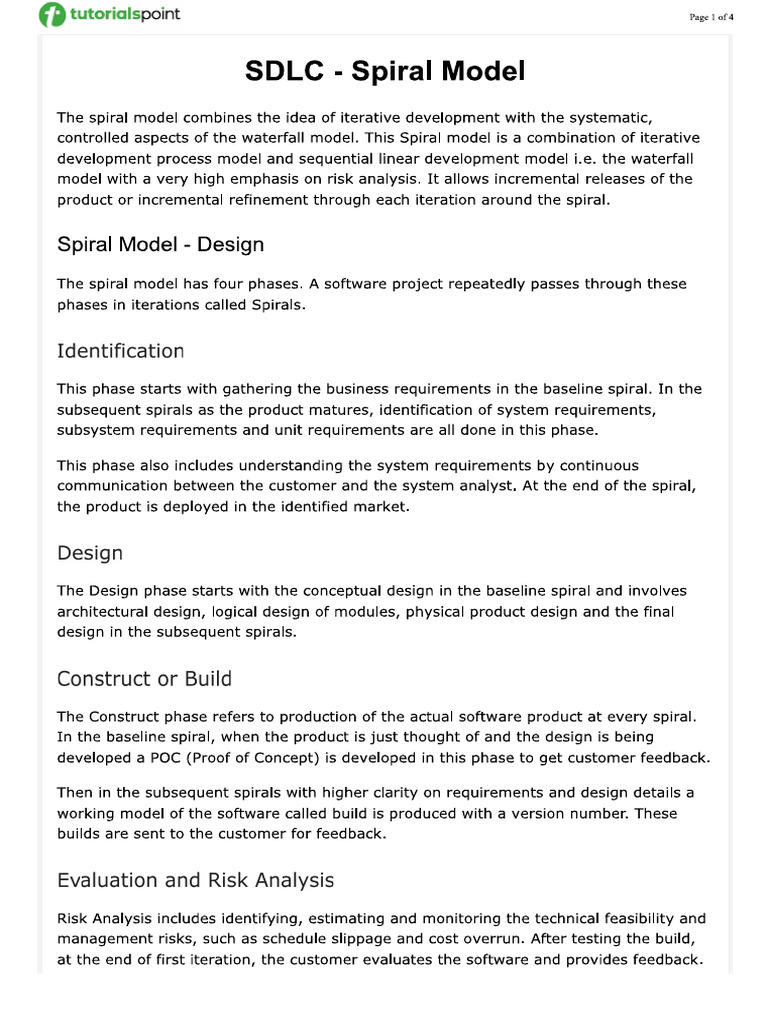 SDLC - Spiral Model | PDF