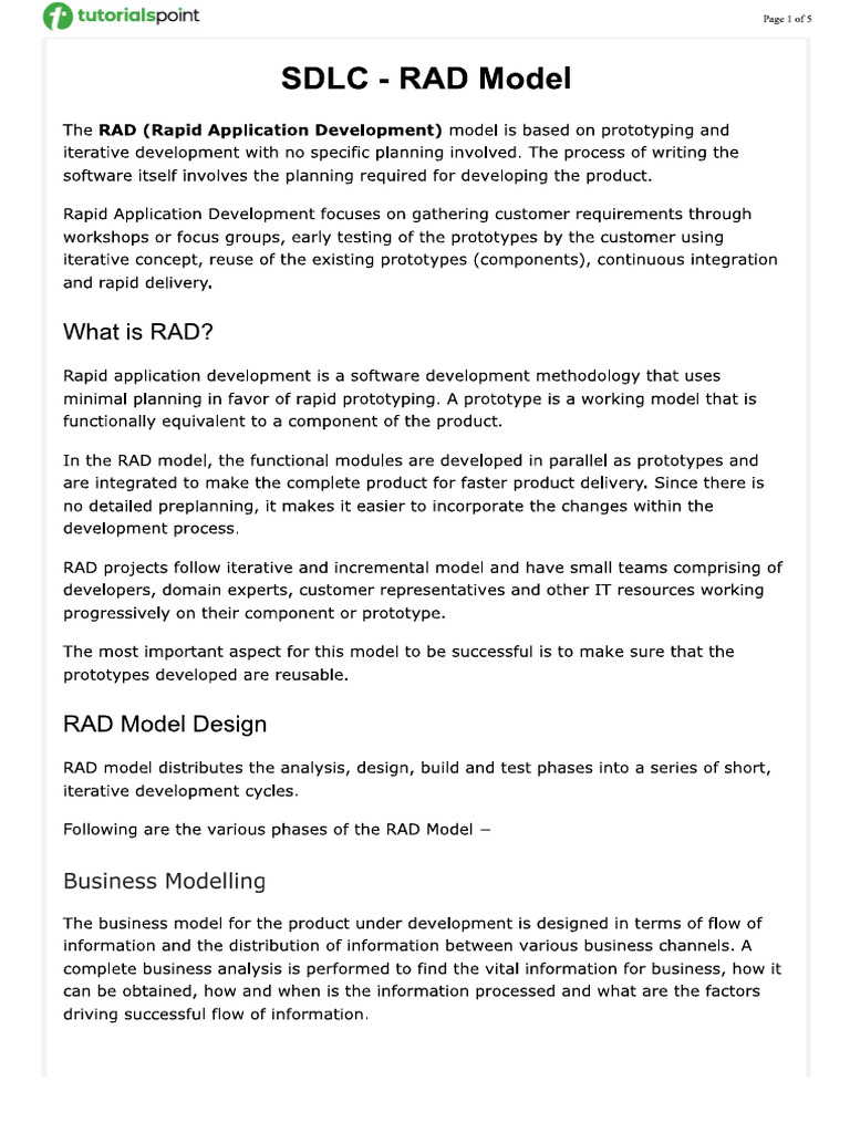 SDLC - RAD Model | PDF