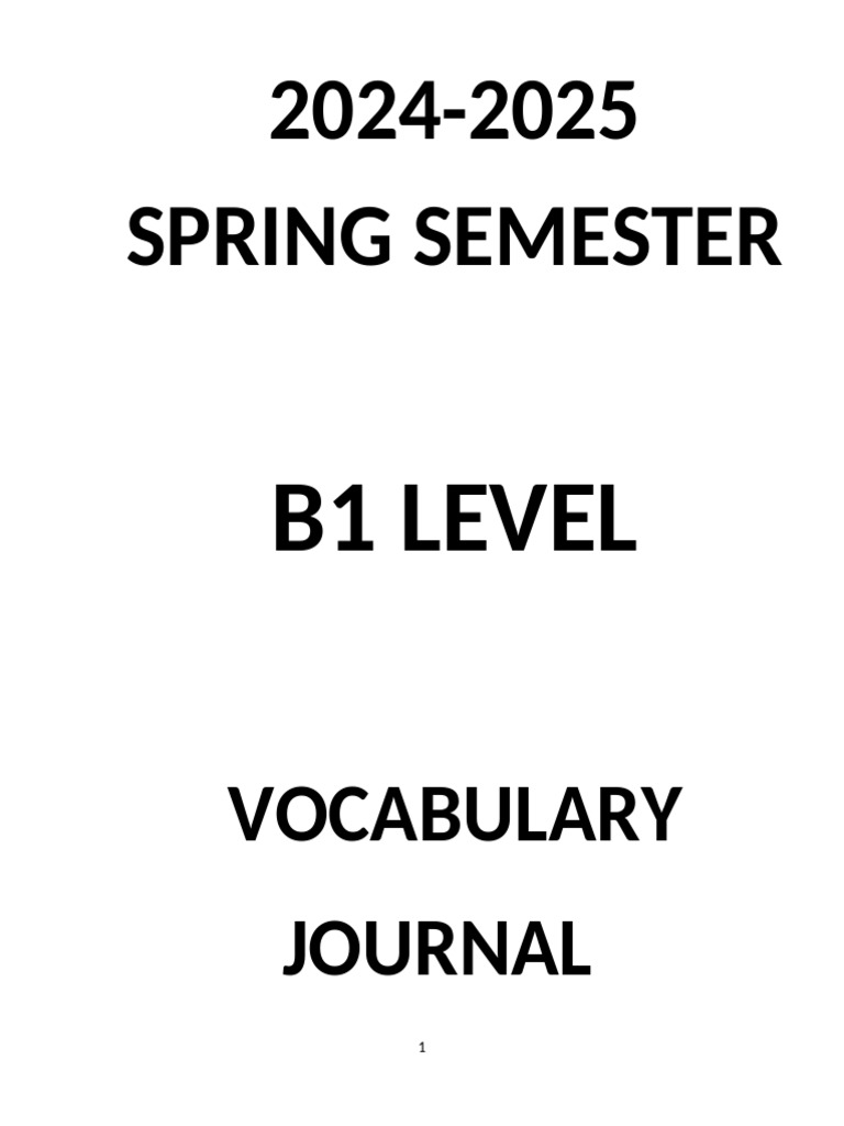 24-25 Spring b1 Level Vocab Journal | PDF | Adjective | Vocabulary