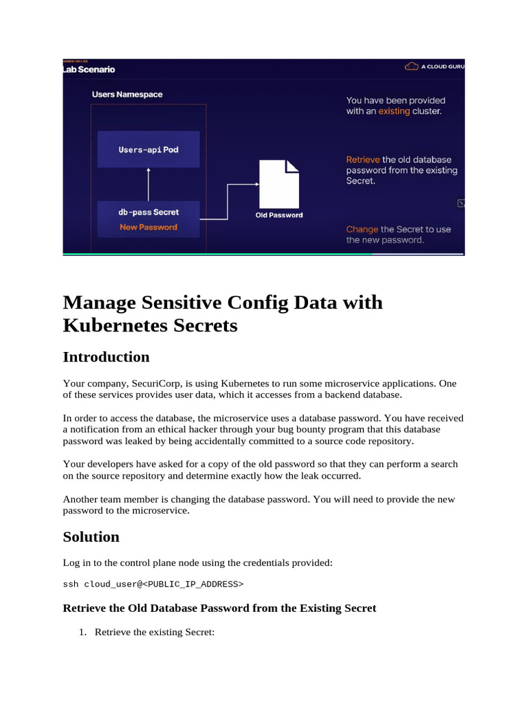 Manage Sensitive Config Data With Kubernetes Secrets | PDF