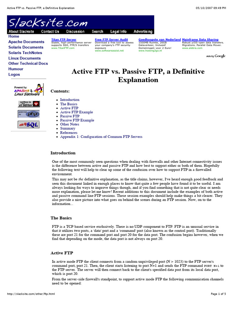 Active FTP vs. Passive FTP, A Definitive Explanation | PDF | File ...