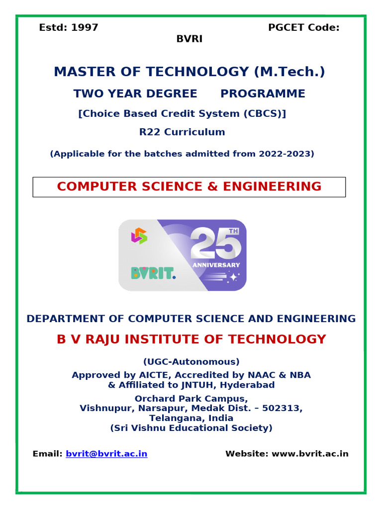 R22 M.Tech. CSE | PDF | Thesis | Higher Education