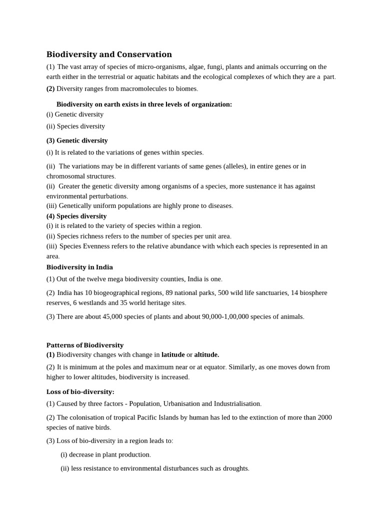 Biodiversity Essentials for Conservationists | PDF | Biodiversity ...