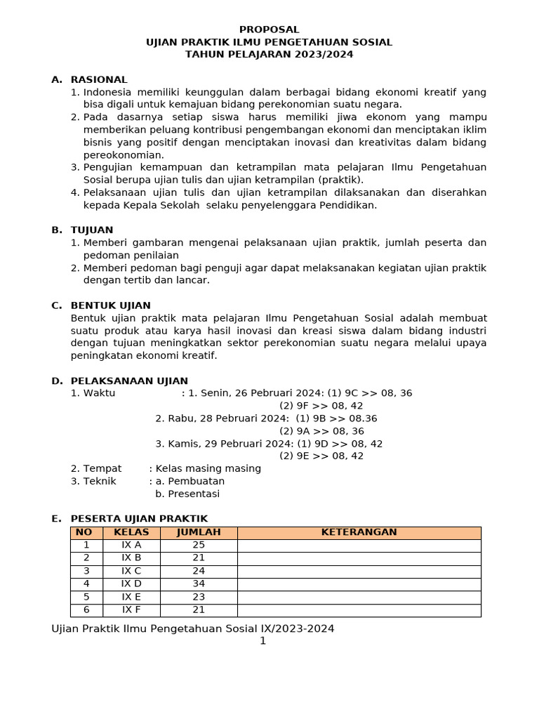 Proposal Uprak Ips 2024 | PDF