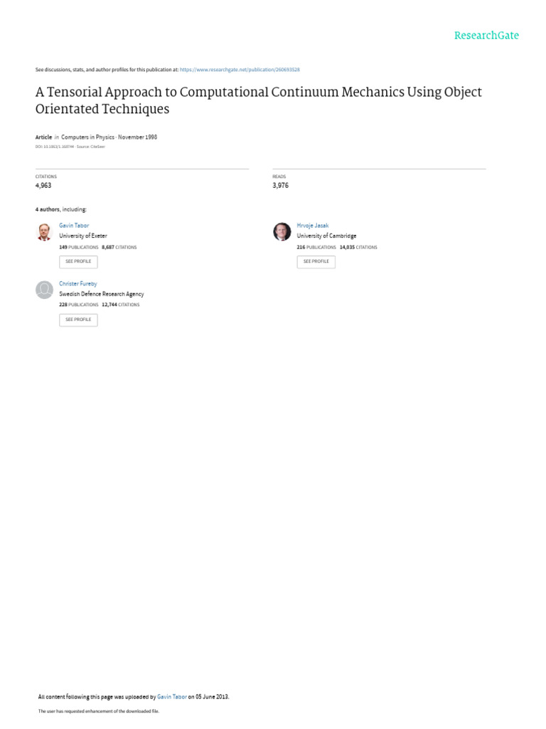 Tensorial Methods in Continuum Mechanics | PDF | Matrix (Mathematics ...