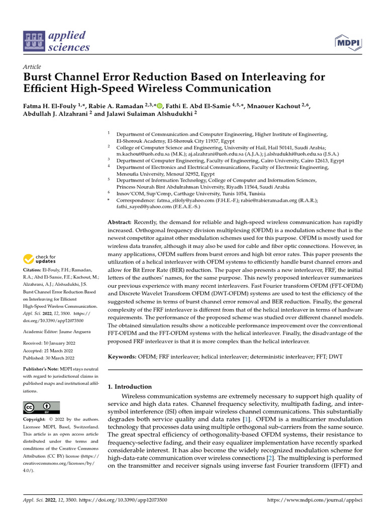 Burst Channel Error Reduction Based On Interleaving For Efficient High ...