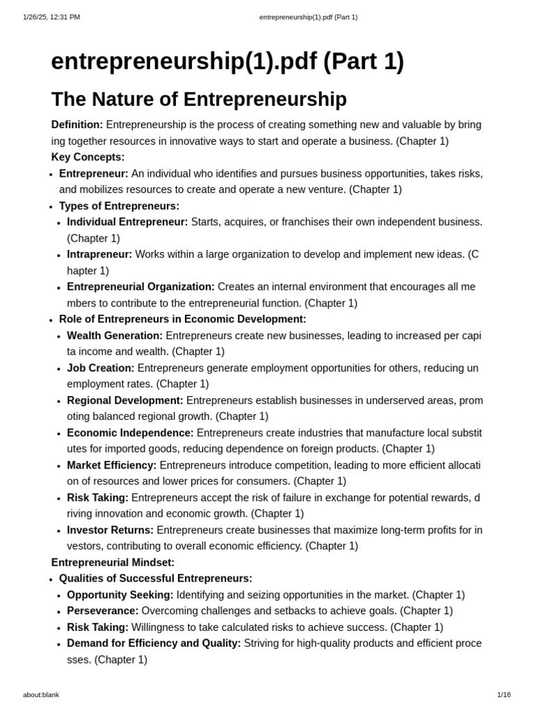 Entrepreneurship Exam Note (1) .PDF (Part 1) | PDF | Entrepreneurship ...