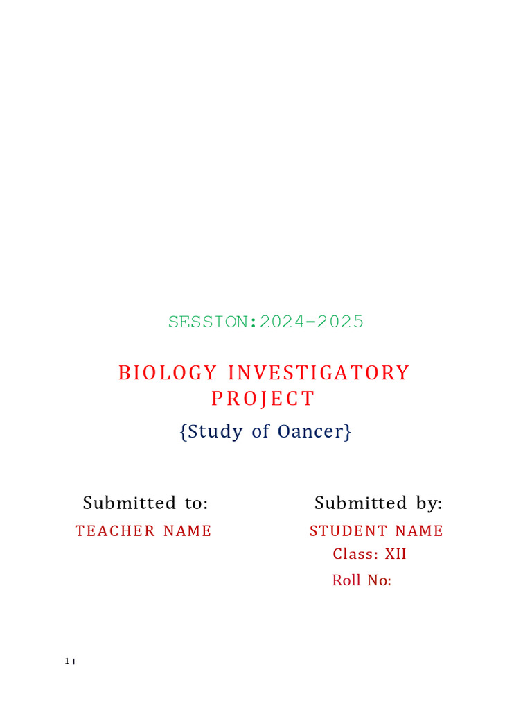Cancer Study Project 2024-2025 | PDF | Cancer | Breast Cancer