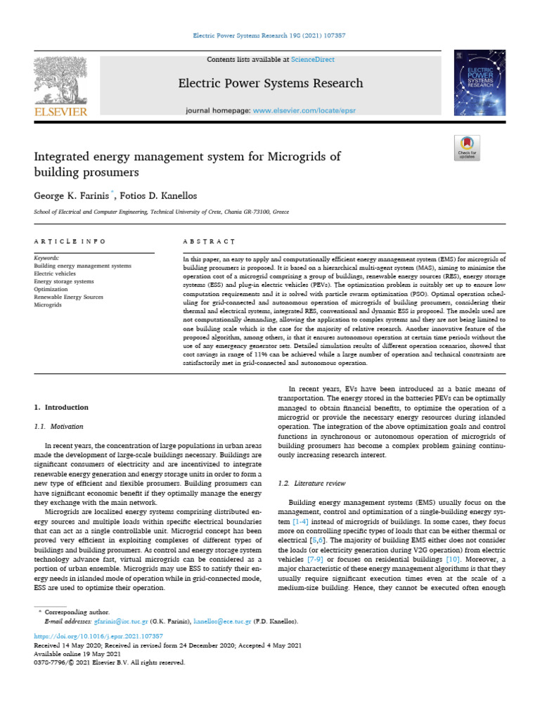 Integrated Energy Management System For Microgrids of | PDF | Mathematical Optimization ...