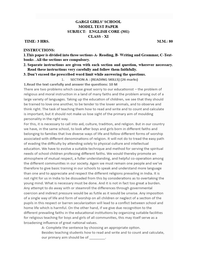 Class 11th Model Paper 2024-25 | PDF | Ct Scan | X Ray