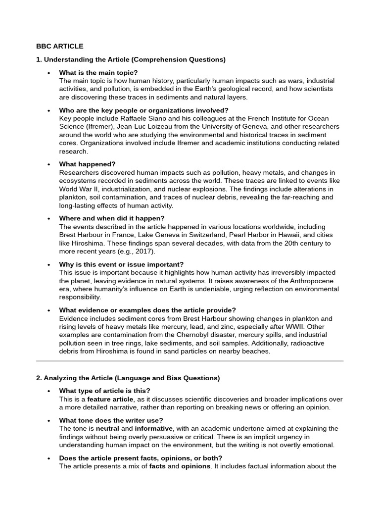 Bbc Article | PDF | Pollution | Human Impact On The Environment