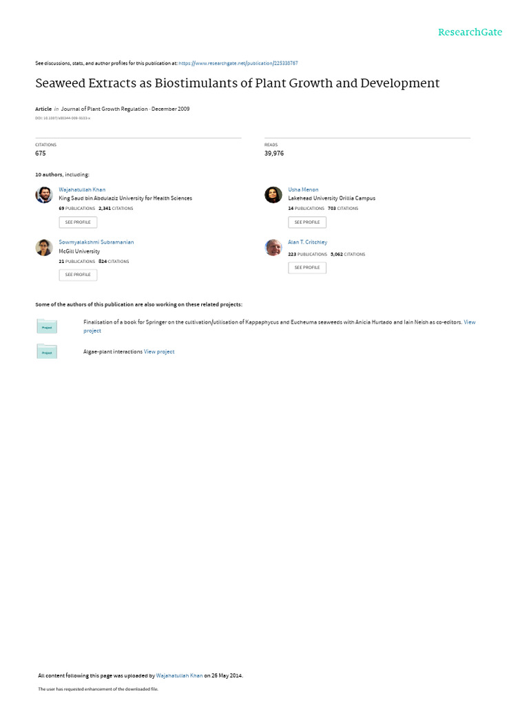 Seaweed_Extracts_as_Biostimulants_of_Plant_Growth_ | PDF | Root ...