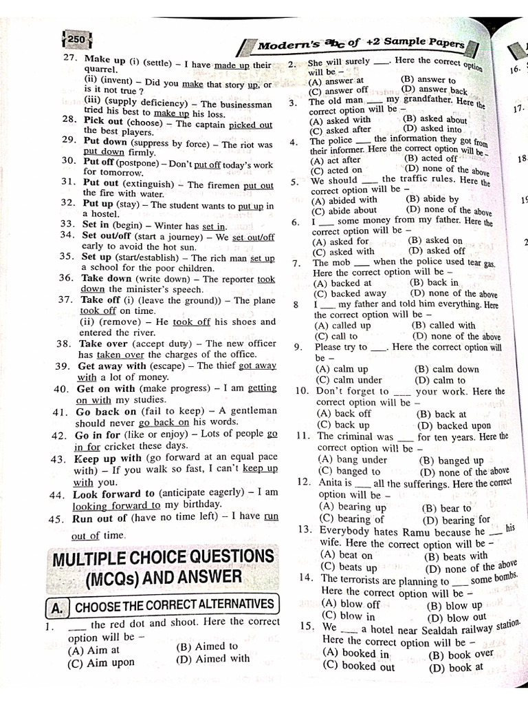 Phrasal Verb - MCQ | PDF