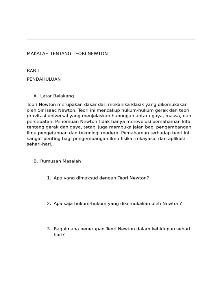 Makalah Teori Newton | PDF