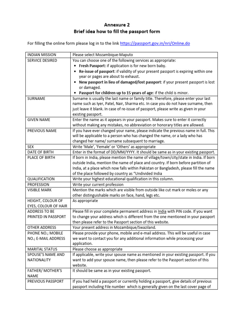 Annexure 2-How to Fill the Passport Form | PDF | Passport | Government ...