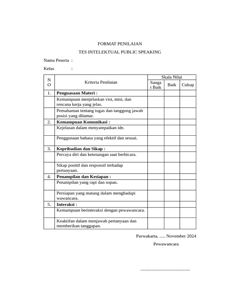 Format Penilaian 12 | PDF