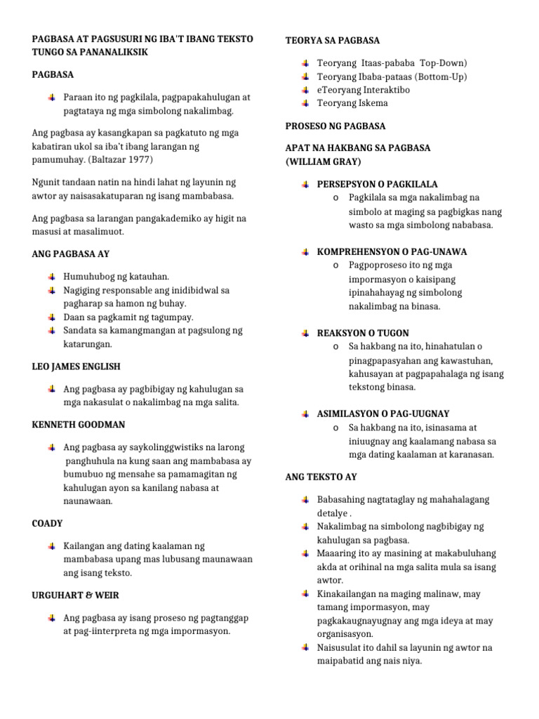 Pagbasa at Pagsusuri NG Ibax27t Ibang Teksto Tungo Sa Pananaliksik 3 | PDF