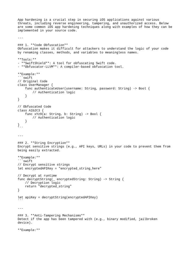 Ios App Hardening Techniques | PDF | Encryption | Ios