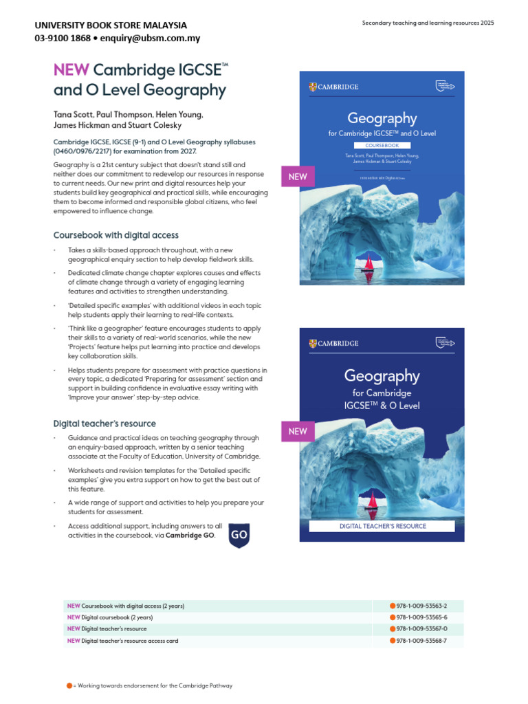 Cambridge IGCSE Geography Resources 2027 | PDF | Learning