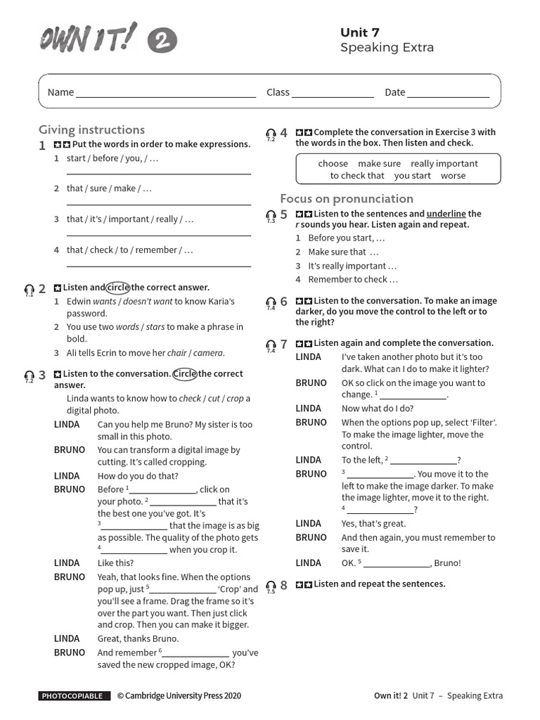 Speaking Extra Unit7 Without Answers | PDF