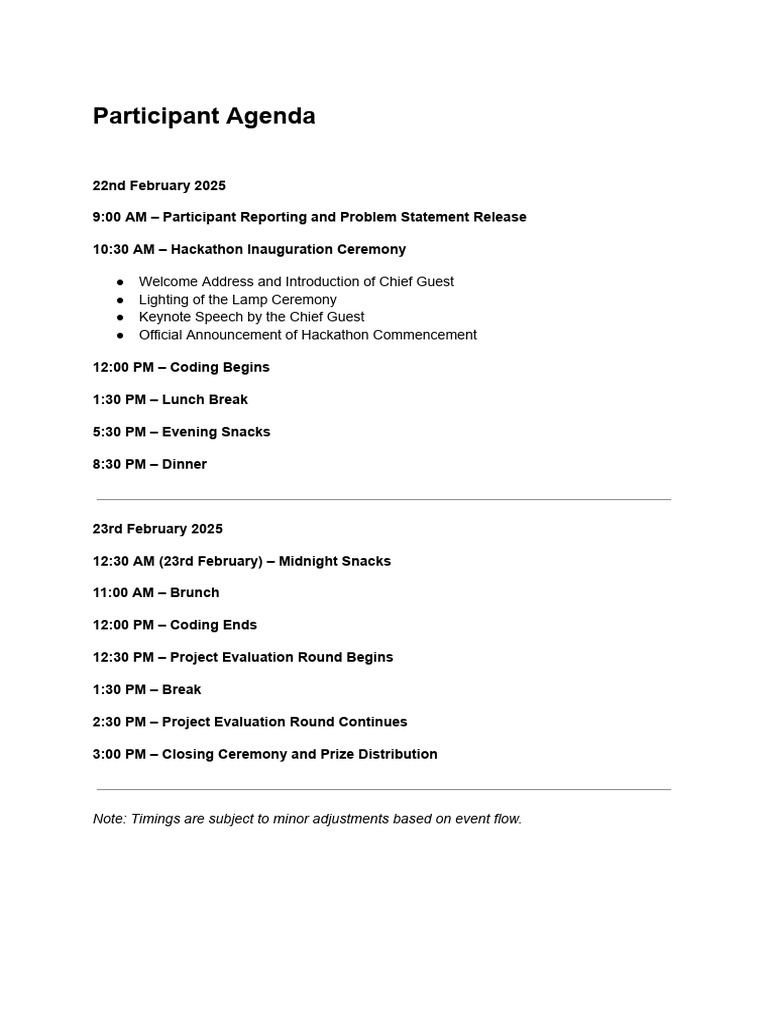 Hackathon Agenda: February 2025 | PDF