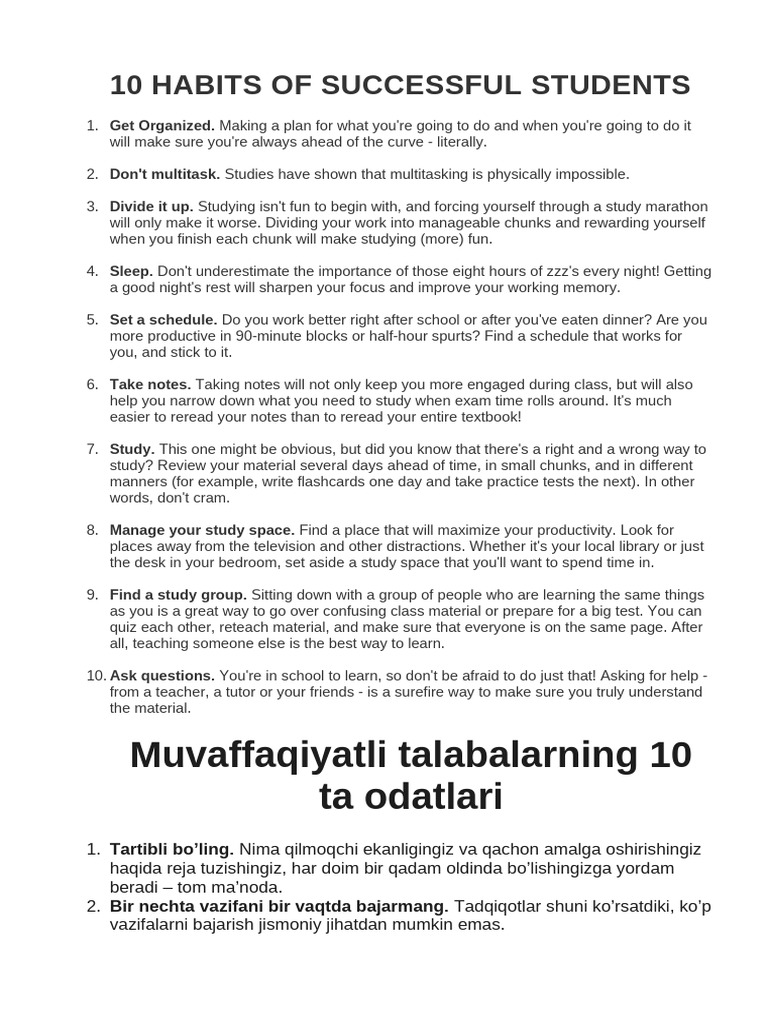10 Successful Student Habits | PDF | Brain | Neuroscience